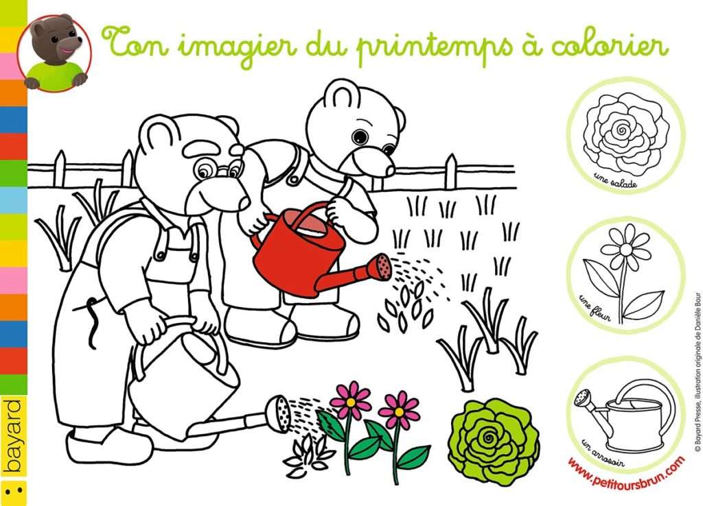 Coloriage : le printemps avec Petit Ours Brun - Activités Petit Ours Brun