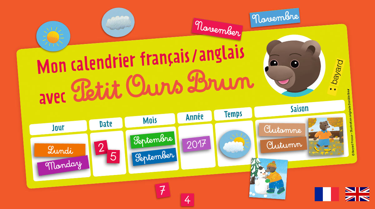 Bricolage : Le calendrier bilingue Petit Ours Brun - Activités Petit ...